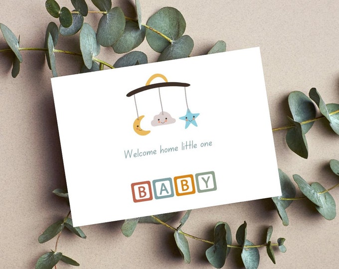 Printable Welcome Baby Card, Baby, Greeting Card, Digital Download ...