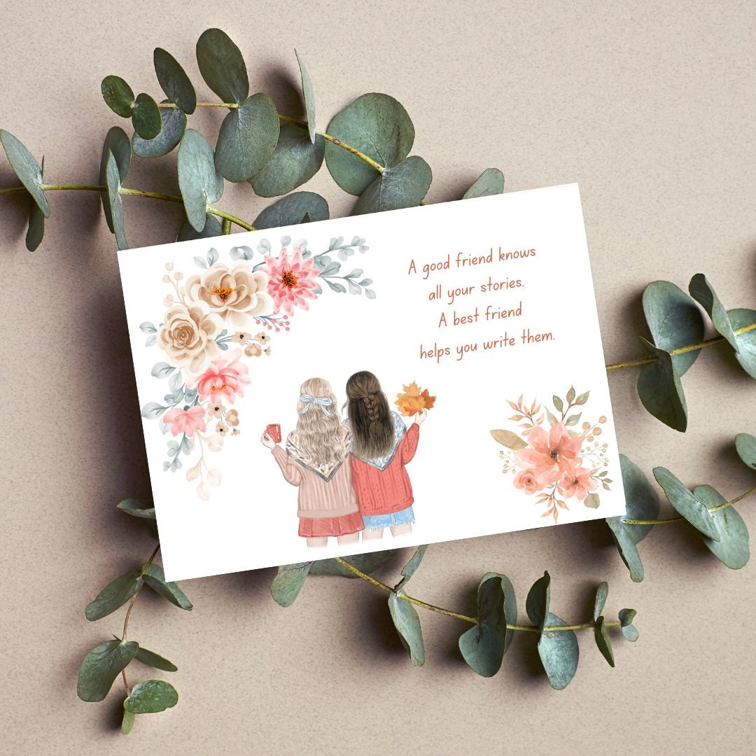 Printable Friendship Card, Flowers, Friendship Greeting Card, Digital ...