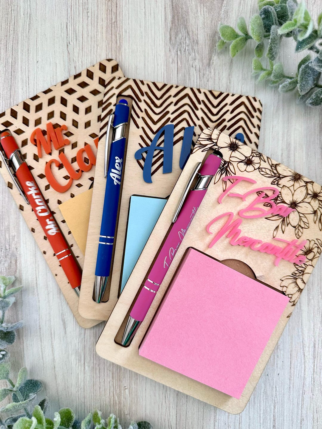Laser Cut Sticky Note Holder & Pen Set: Floral, Chevron, Diamond ...