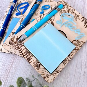 Beach Theme Personalized Sticky Note Pad Holder & Pen Set (digital File ...