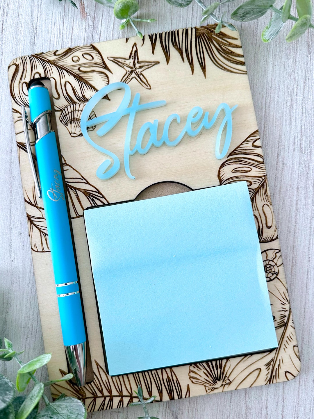 Personalized Beach Theme Sticky Note Holder With Pen (digital File) - Etsy