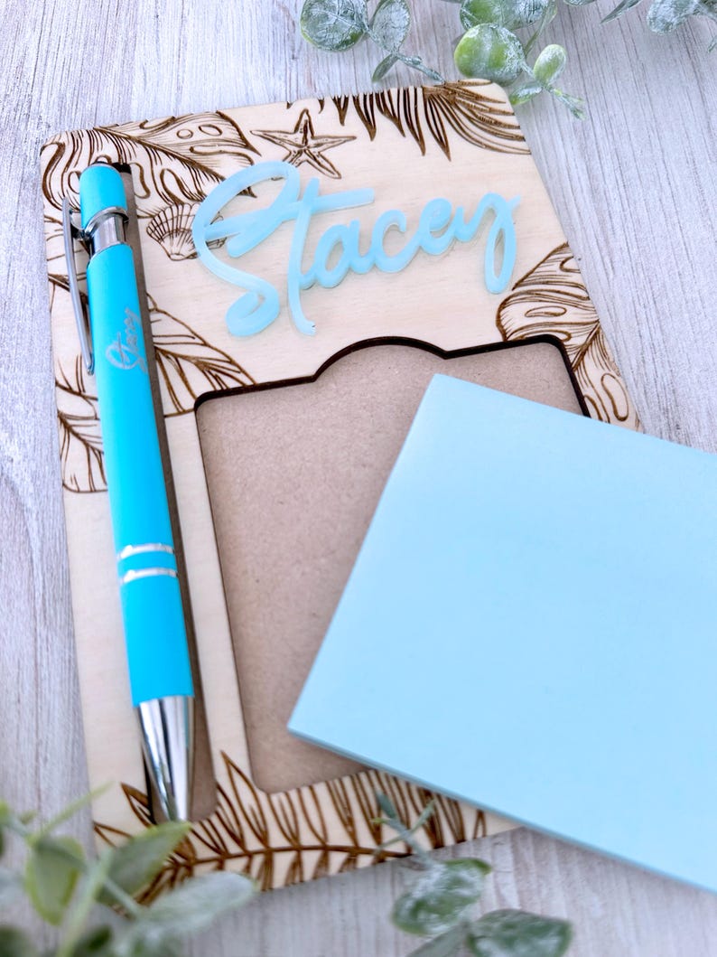 Personalized Beach Theme Sticky Note Holder With Pen (digital File) - Etsy