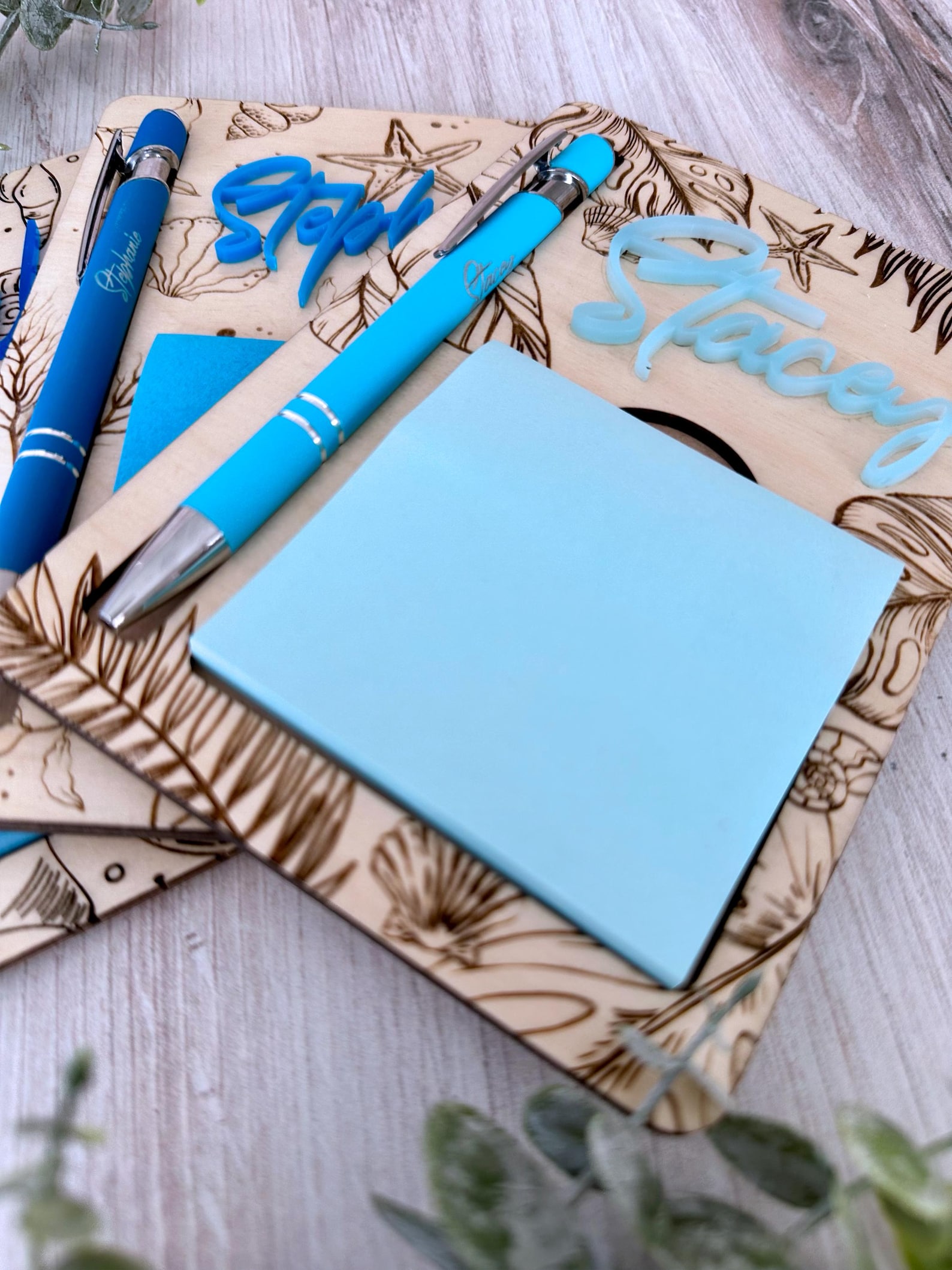 Beach Theme Personalized Sticky Note Pad Holder & Pen Set (digital File ...