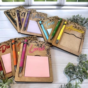 Sticky Note Pad Holder and Ink Pen Set - Personalized and Colorful! - Etsy