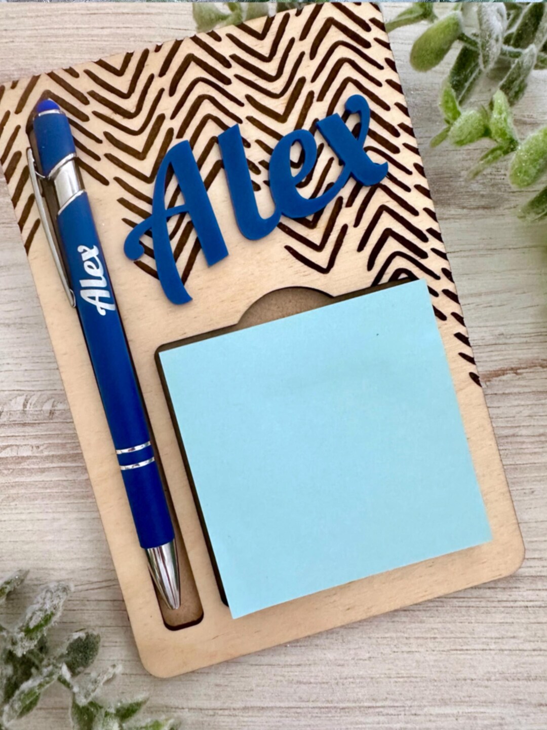 Laser Cut Sticky Note Holder: Personalized Chevron Pen Set (digital ...