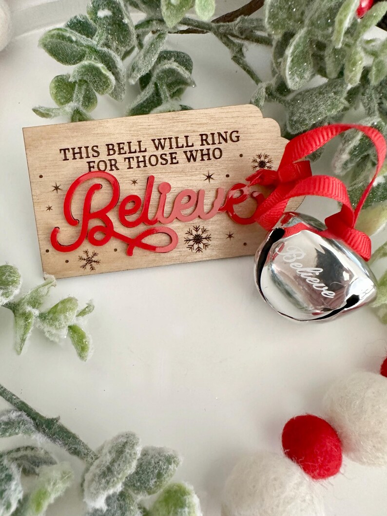 Believe Bell Tag Laser Cut File: Christmas Ornament SVG (digital ...