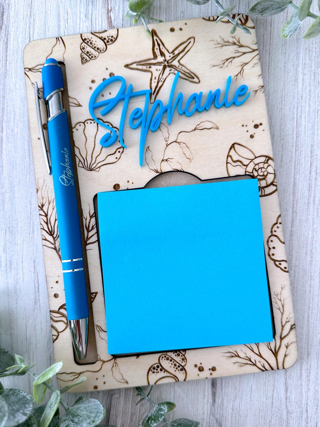 Personalized Beach Theme Sticky Note Holder With Pen (digital File) - Etsy
