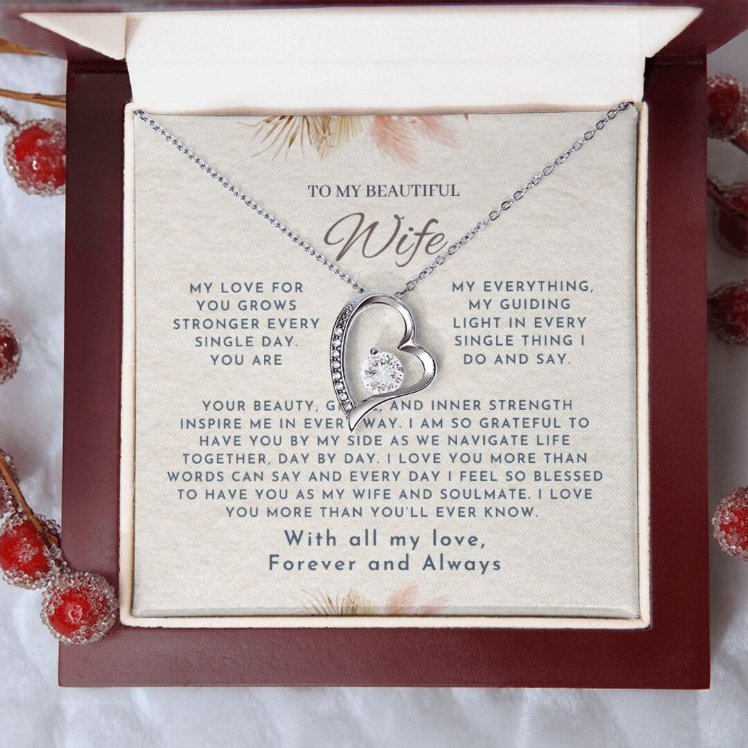 To My Beautiful Wife Necklace With My Everything Message Card ...