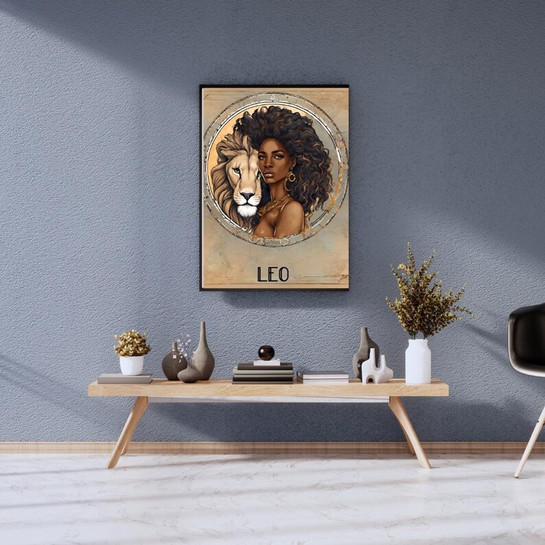 Leo, Black, Female, Zodiac, Archetype, Astrology, Card, Digital ...