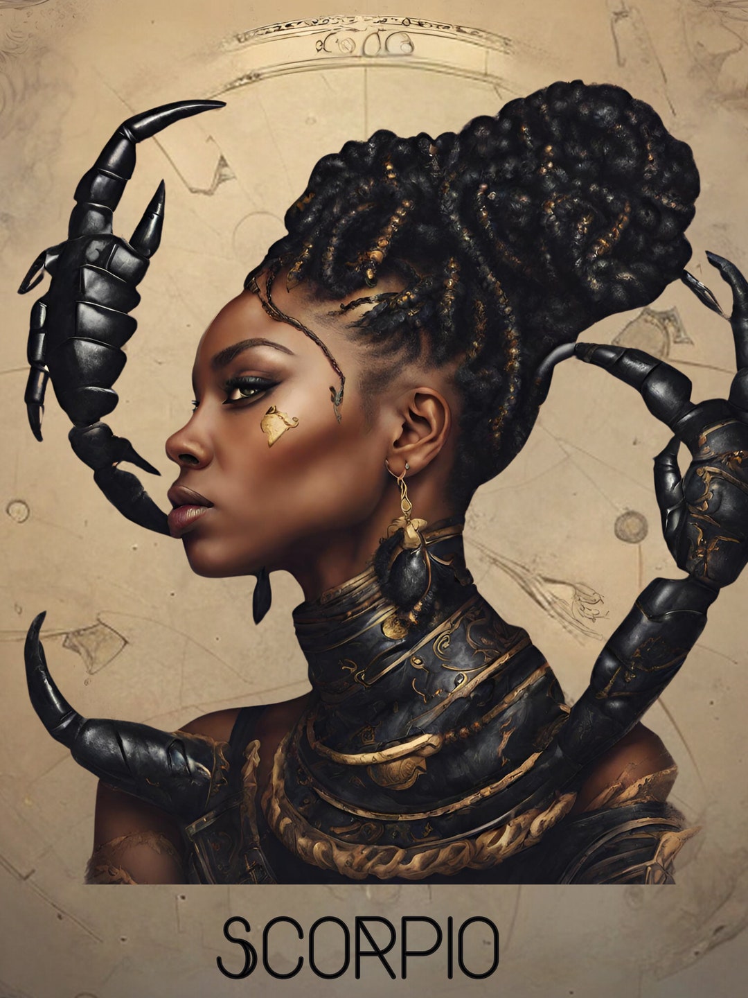Scorpio, Black, Female, Zodiac, Astrology, Archetype, Card, Digital ...