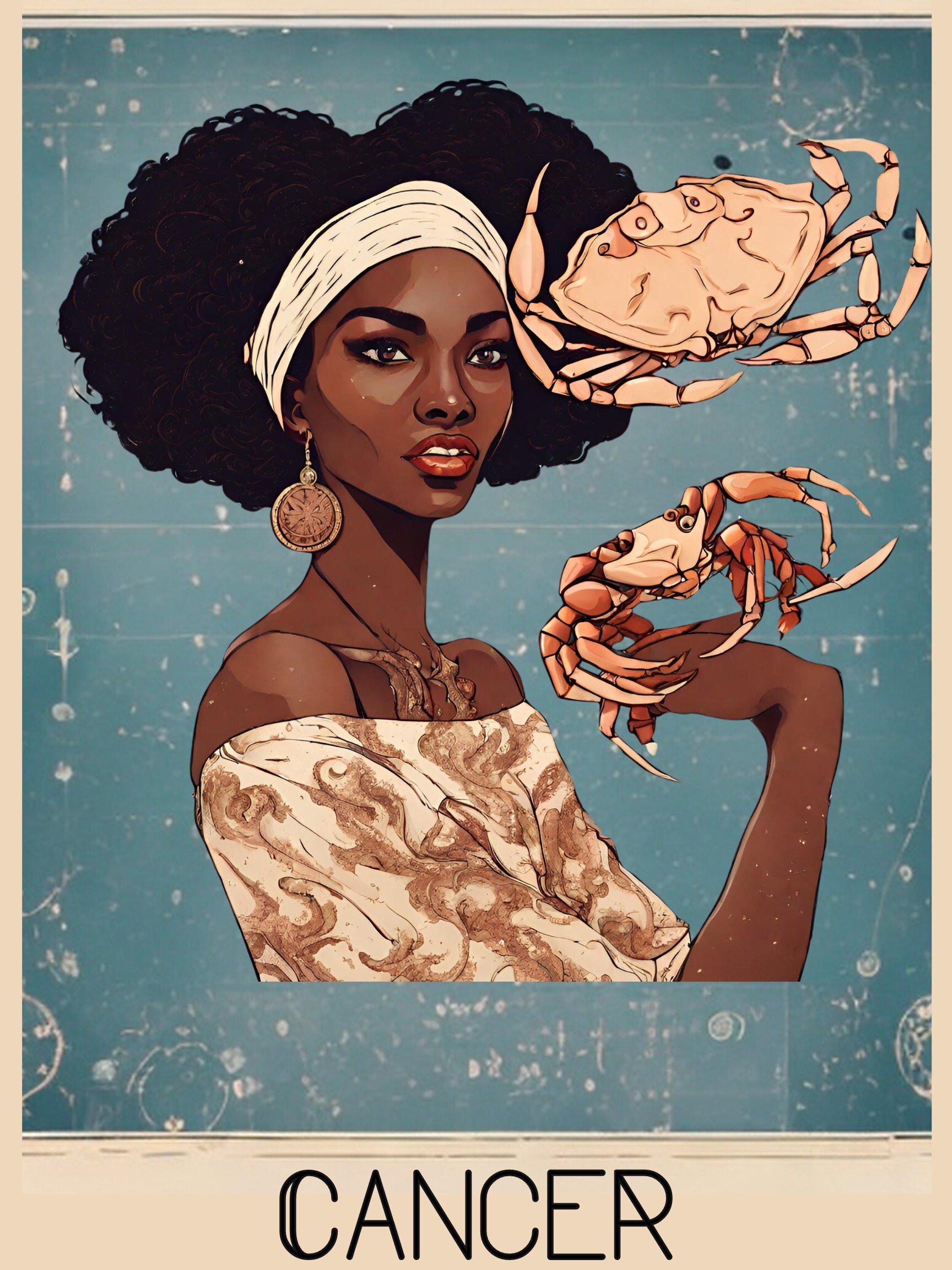 Cancerian, Black, Female, Zodiac, Astrology, Card, Archetype, Digital ...