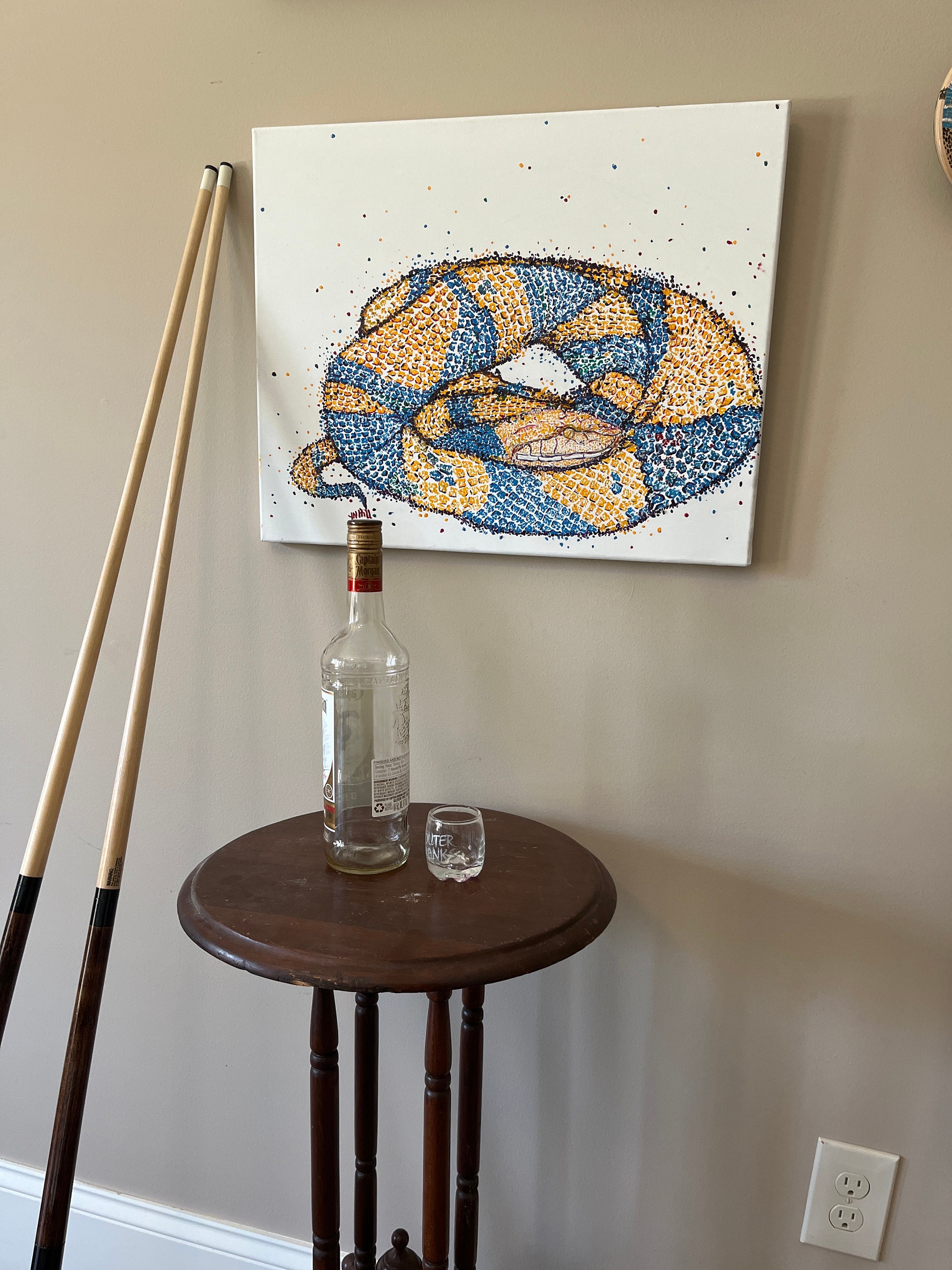 Coiled Copperhead Snake Oil Painting: Pointillist Pop Art on Canvas - Etsy