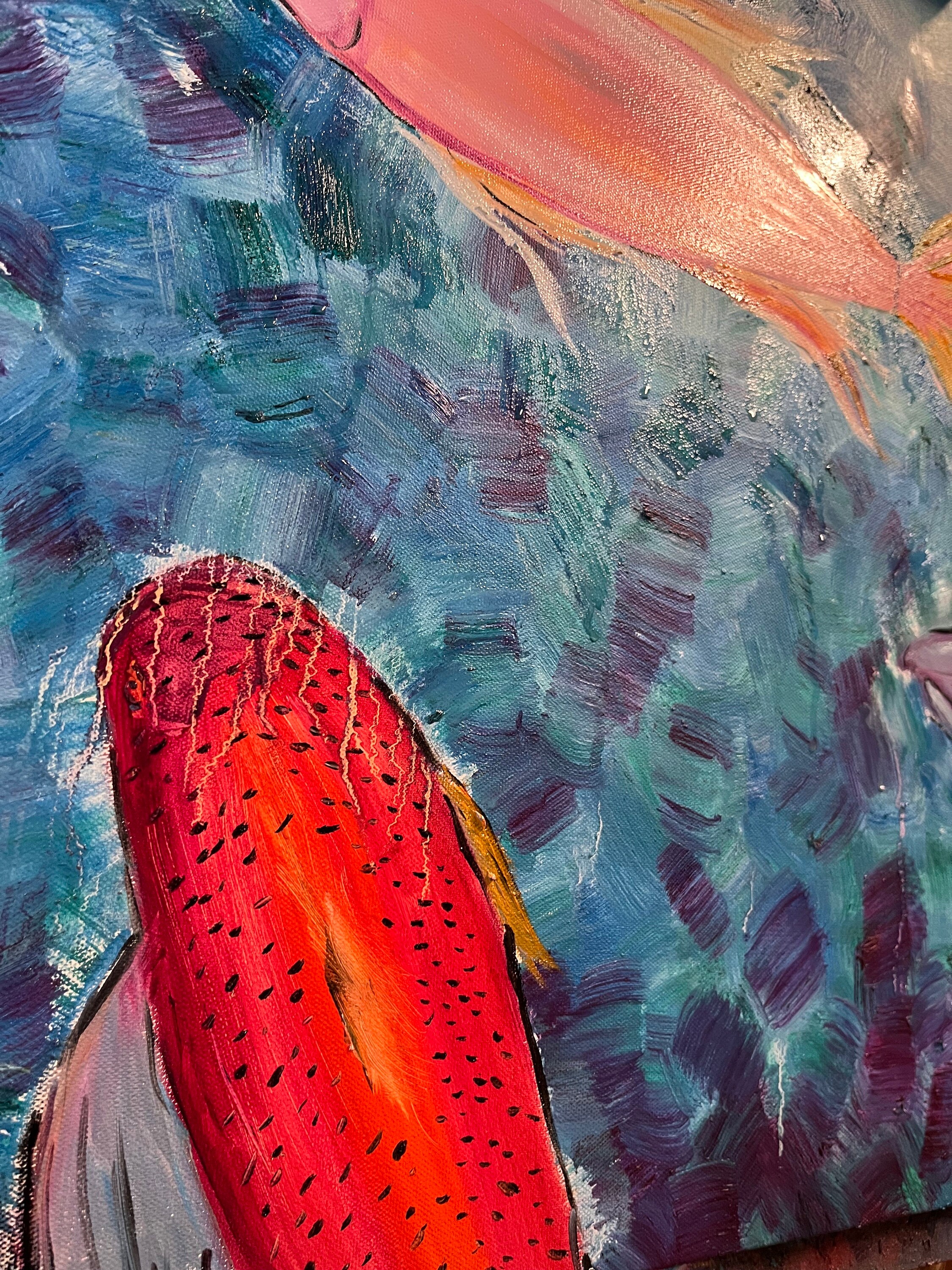 Salmon Fish Original Art Original Oil Painting on Canvas Full and ...