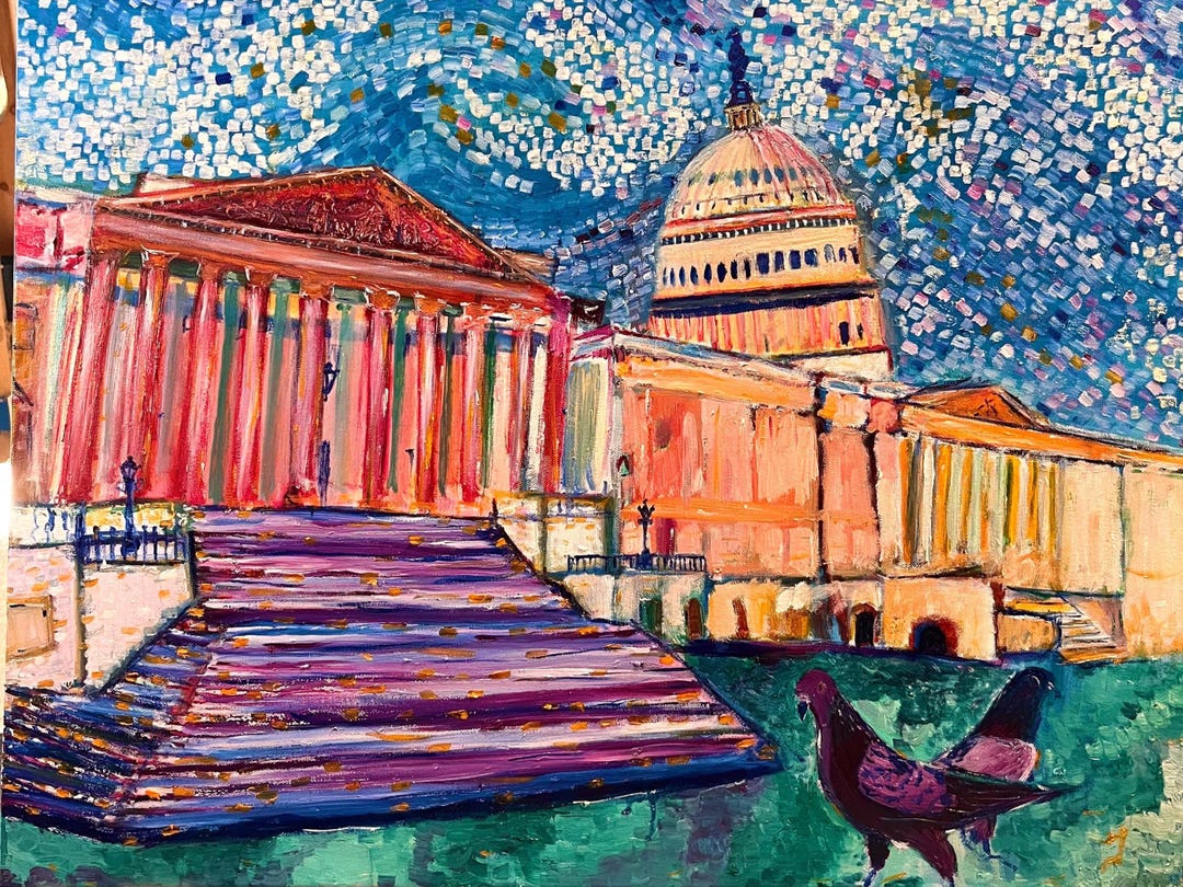 Capitol Building Oil Painting: Washington D.C. Pop Impressionism - Etsy