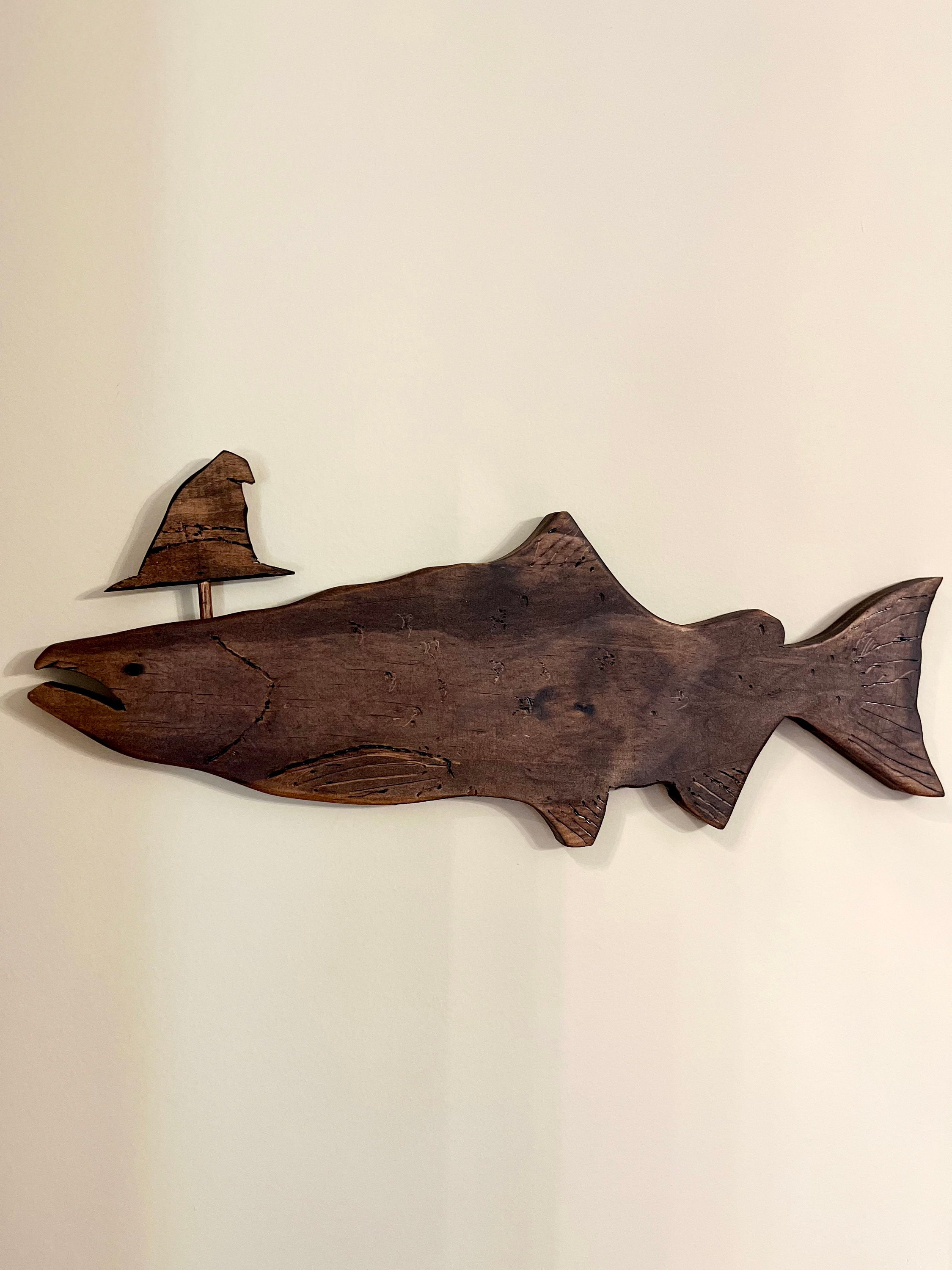 Cabin-tone Wooden Carved Salmon Fish Wall Decoration Christmas ...