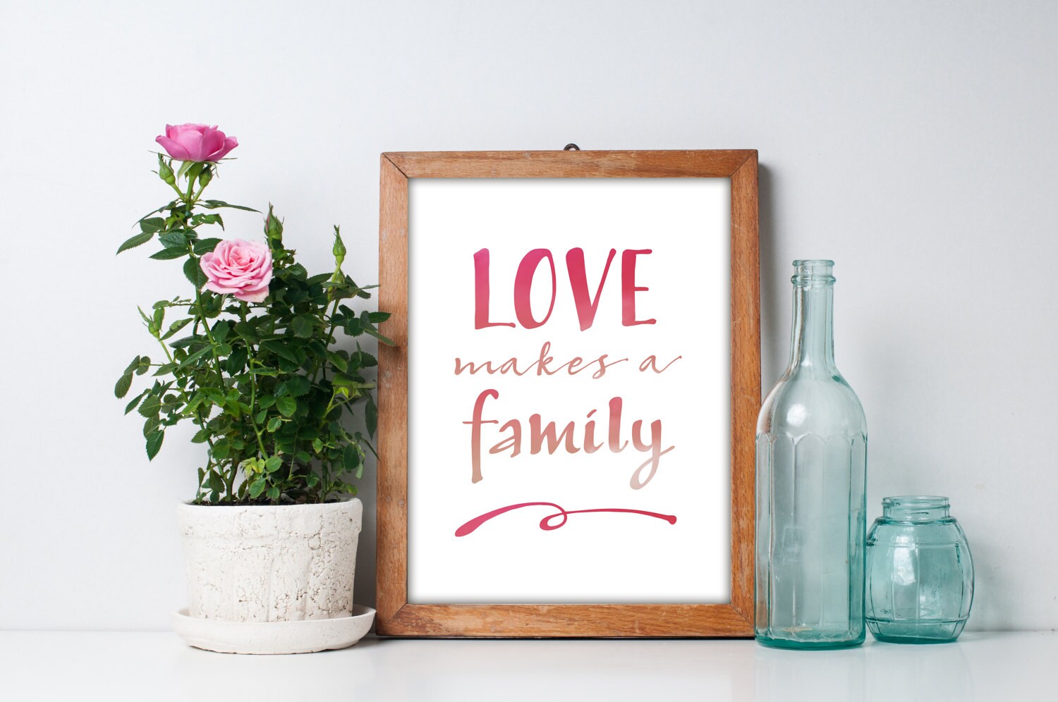 Love Makes A Family Adoption Printable 8x10 Hand Drawn Type in Shades ...