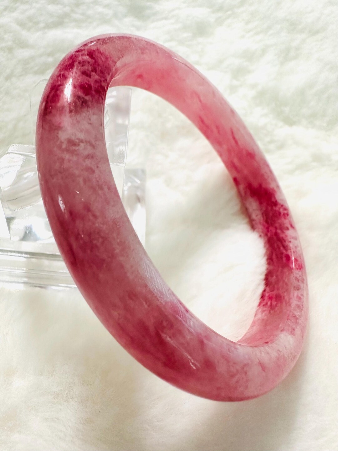 60mm Clear Rhodonite Bangle Bracelet: Classy Pink Stone - Etsy