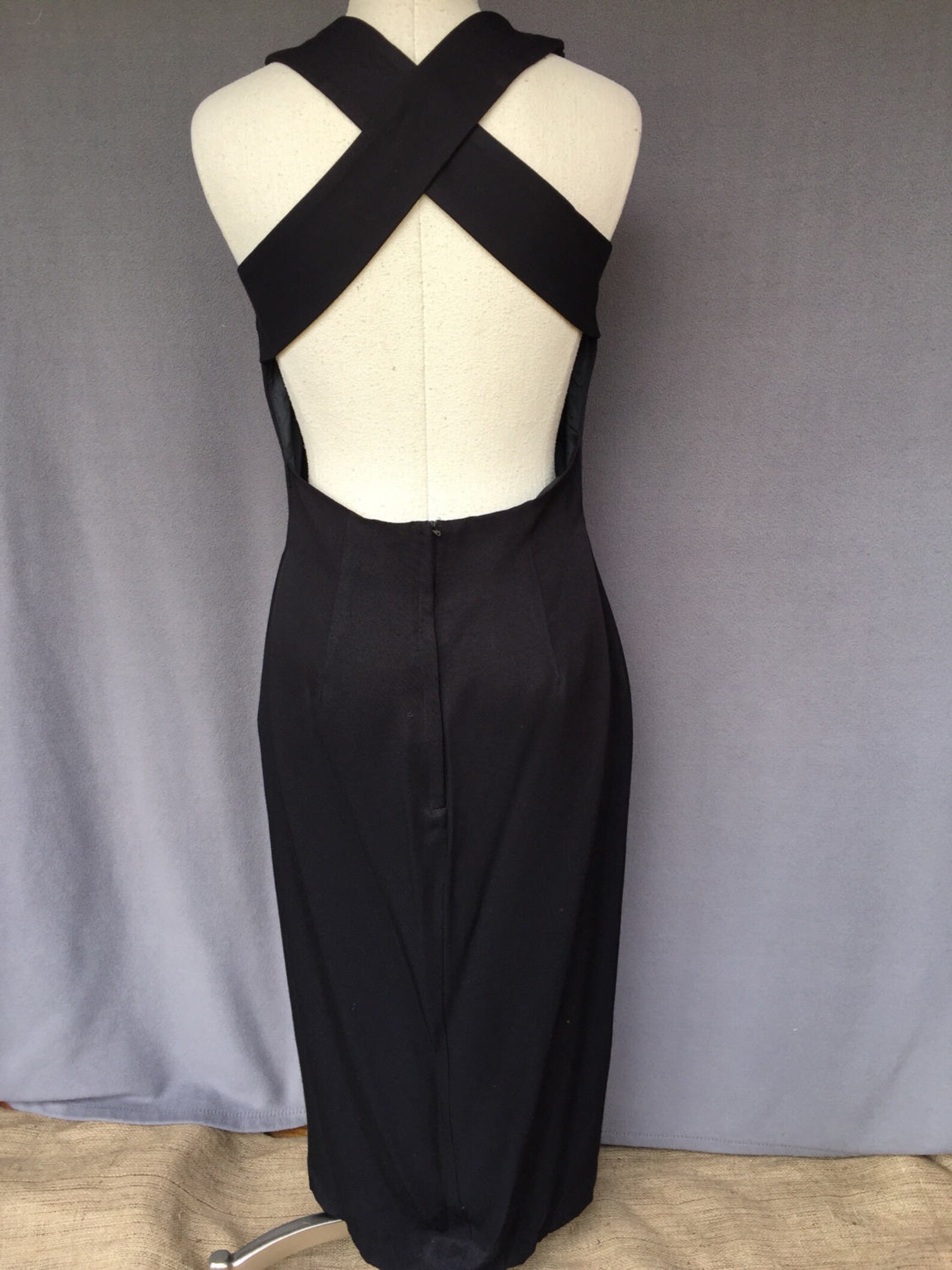 Vintage Cross Cross Back Dress Black Dress - Etsy