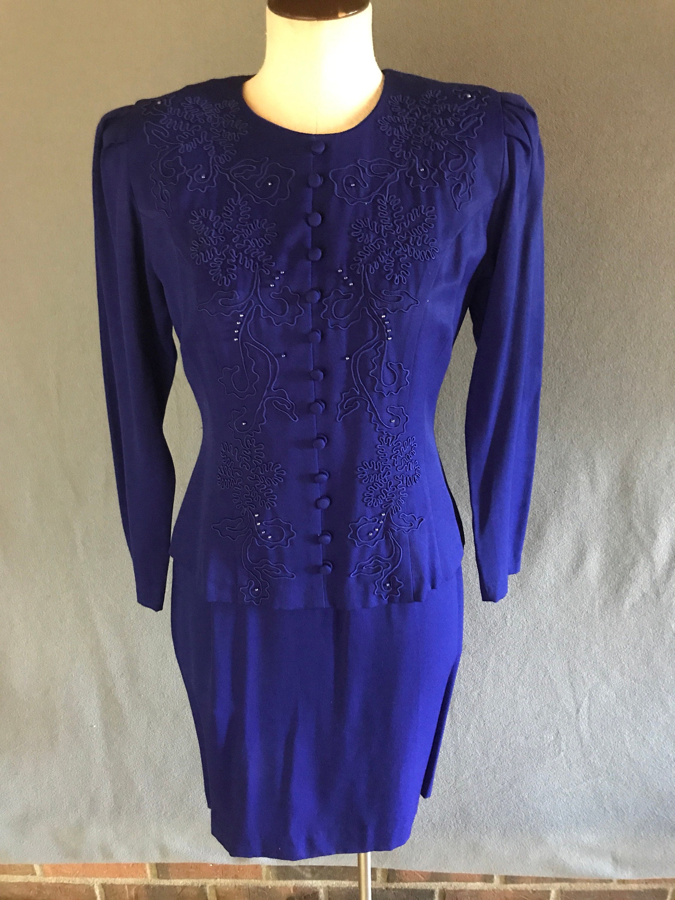 Vintage 80s Karin Stevens Vestido - Etsy España