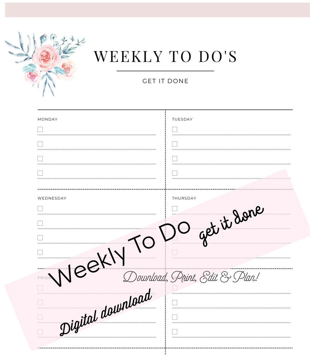 Peony Weekly Planner & to Do - Etsy
