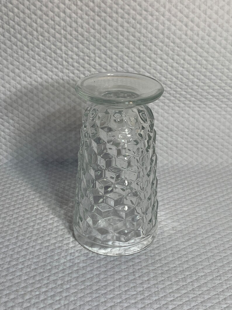 Clear Ice Cube Pressed Glass Footed Vase or Water Glass. - Etsy
