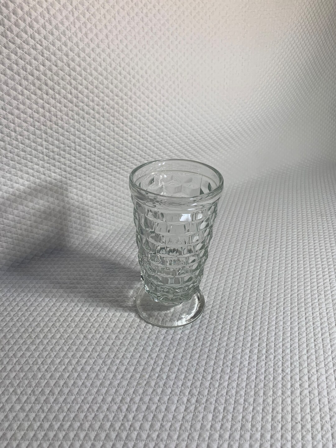 Clear Ice Cube Pressed Glass Footed Vase or Water Glass. - Etsy