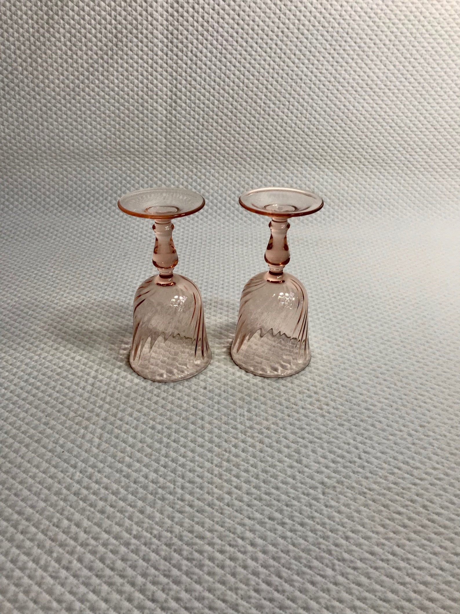 Set of 2 Vintage Pink Pressed Glass Wine Goblets Made in - Etsy