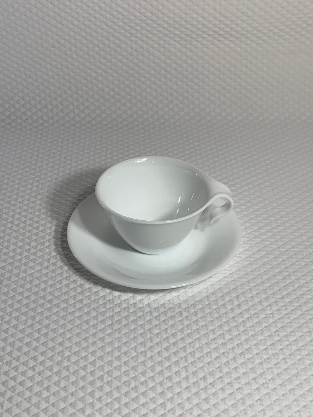 Vintage Corelle White Hook Handle Teacup and Saucer. - Etsy