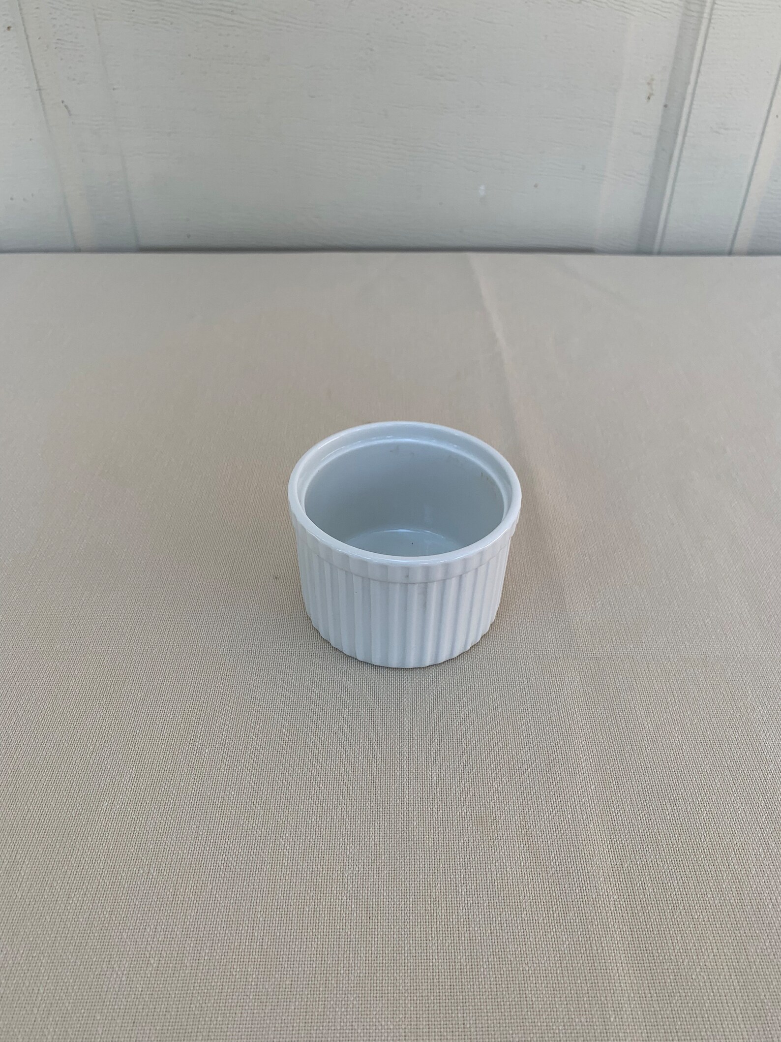 White Ribbed Crate and Barrel Ramekin. Marked Crate & Barrel, Made in ...