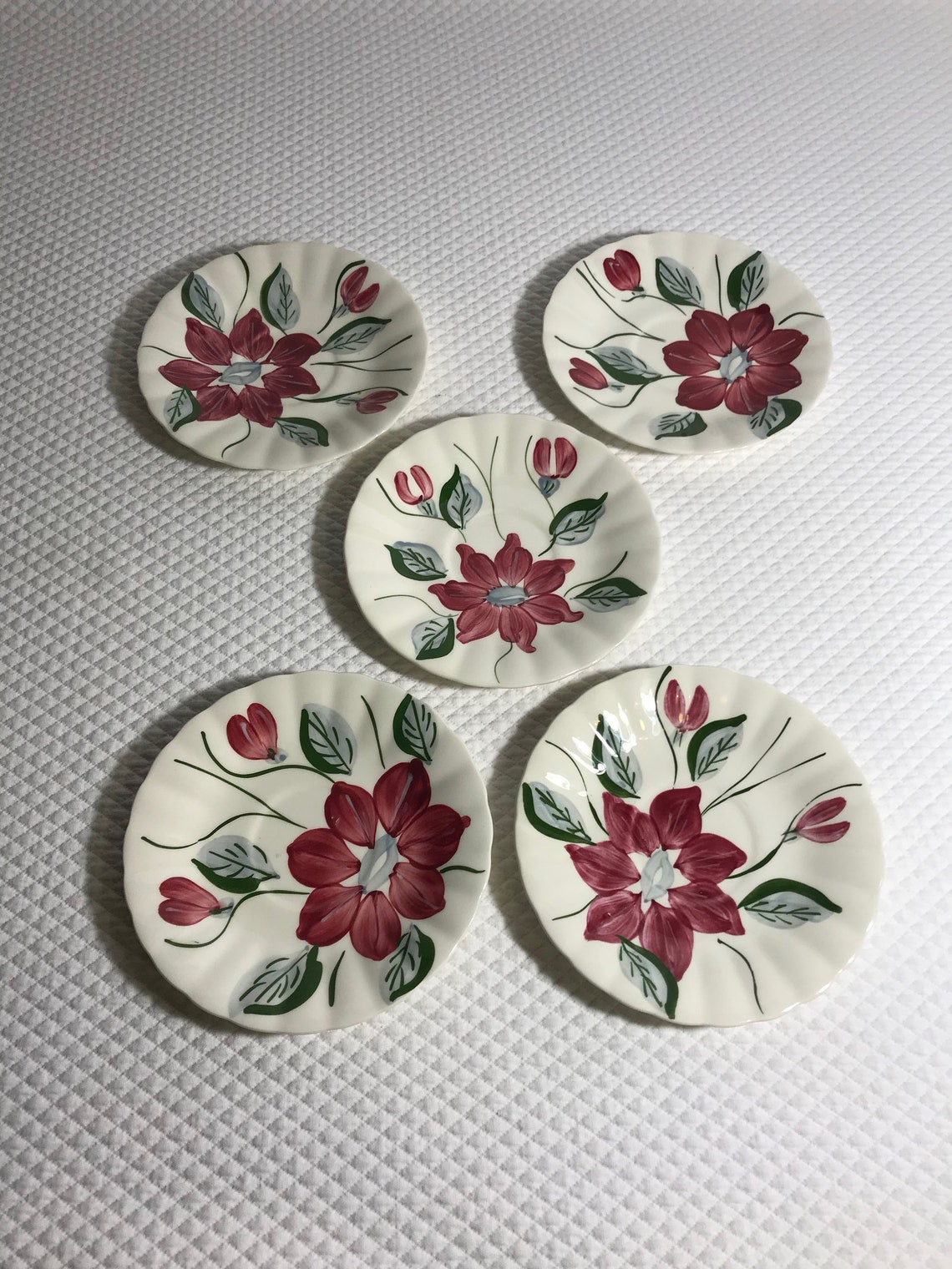 Set of 5 Blue Ridge Hand Painted Southern Pottery 6 Saucers - Etsy