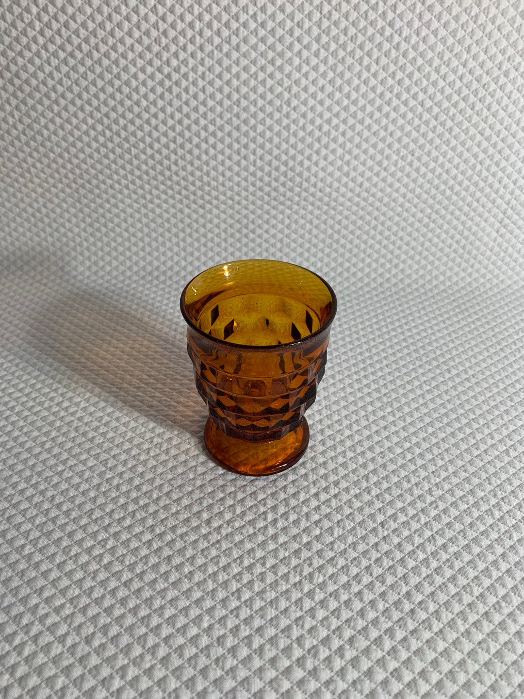 Amber Ice Cube Pressed Glass Footed Vase or Water Glass. - Etsy