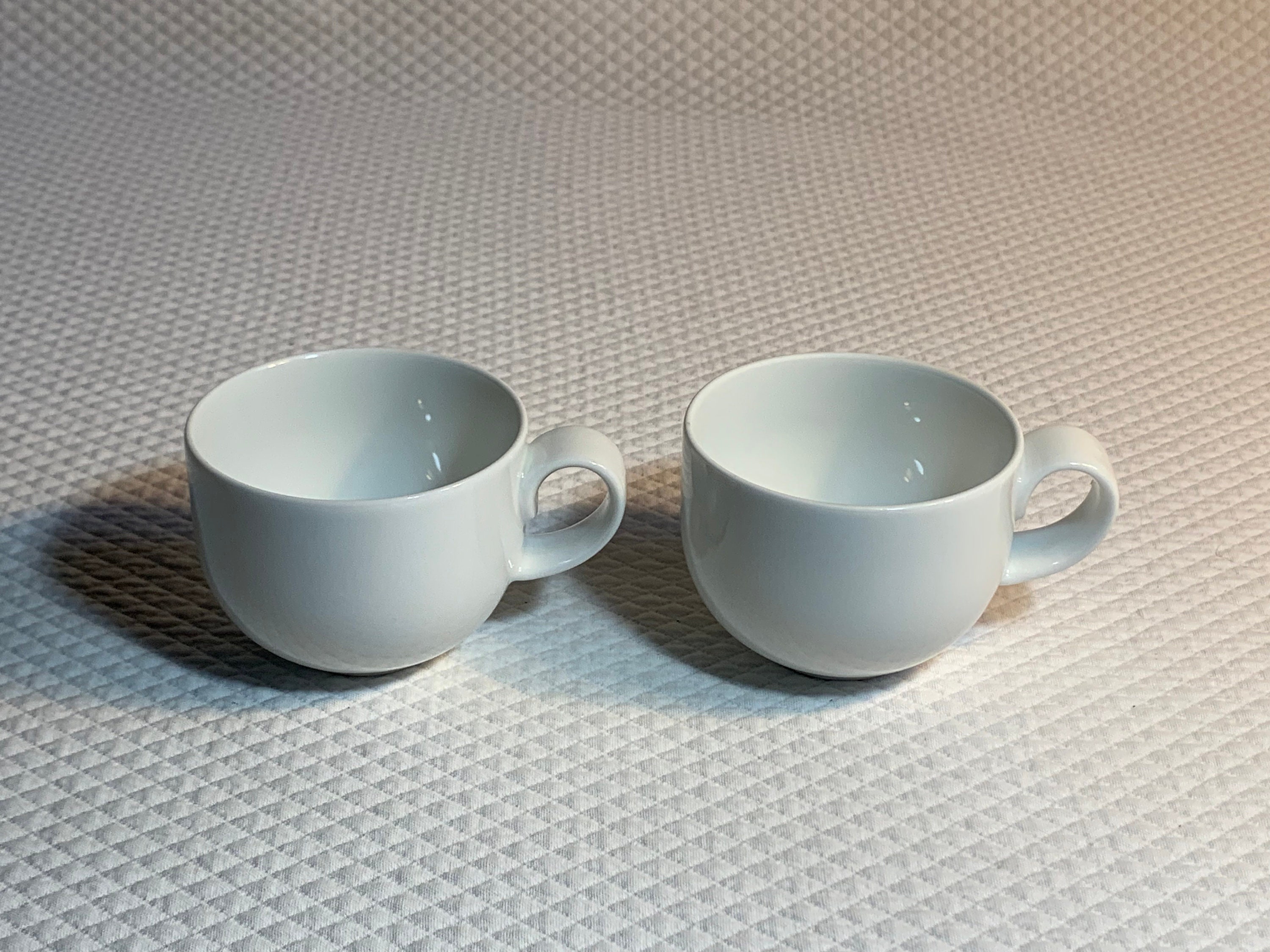 Set of 2 Crate & Barrel White Porcelain 8 Ounce Coffee Mugs or Tea Cups ...
