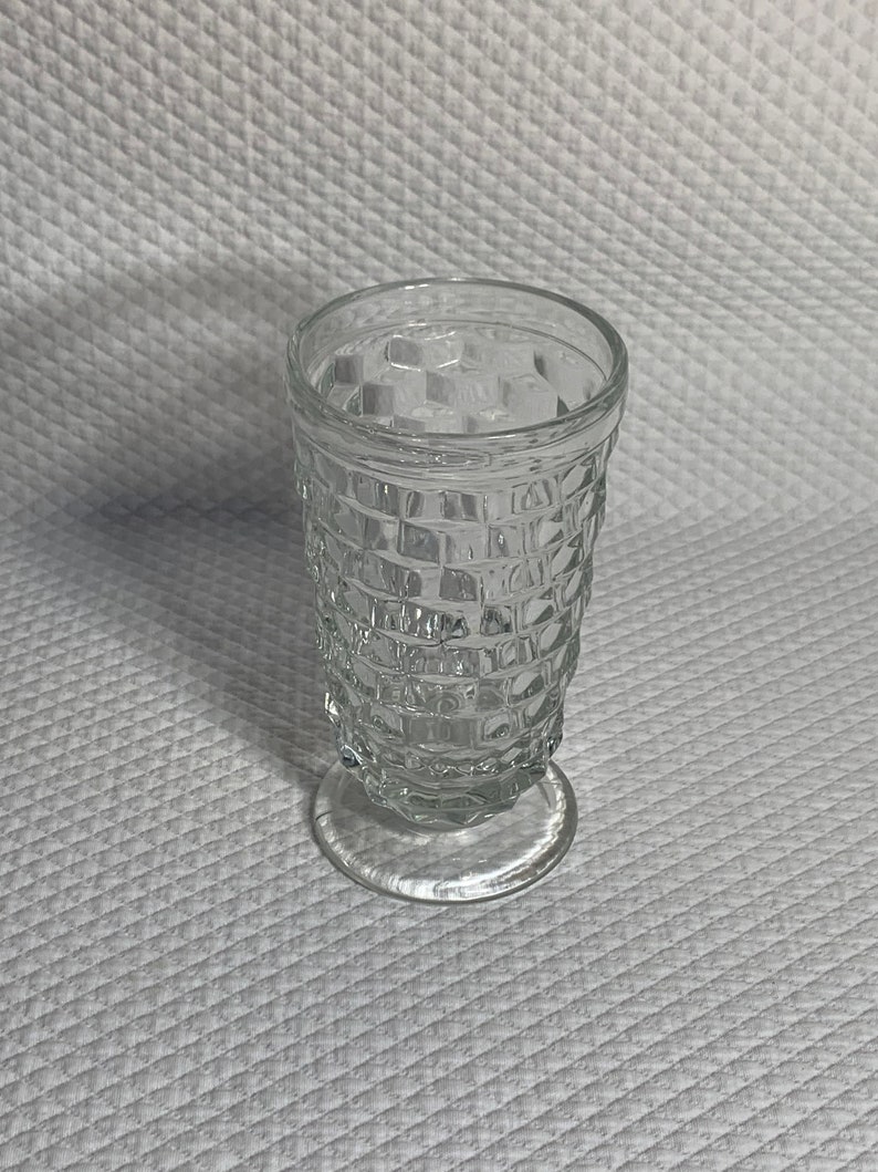Clear Ice Cube Pressed Glass Footed Vase or Water Glass. - Etsy