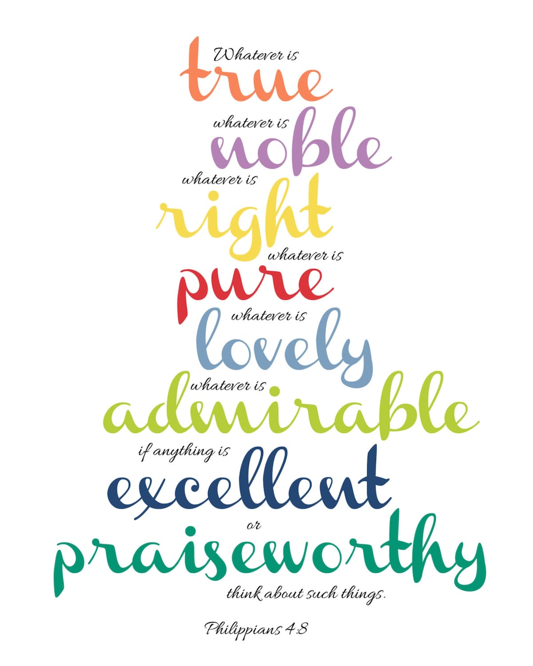 8x10 Scripture Printable Philippians 4 8 - Etsy