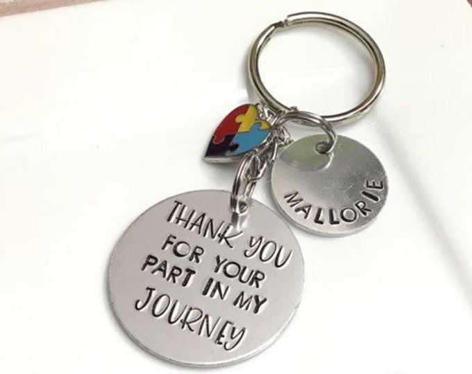 Thank You for Your Part in My Journey Keychain, Teacher Appreciation ...