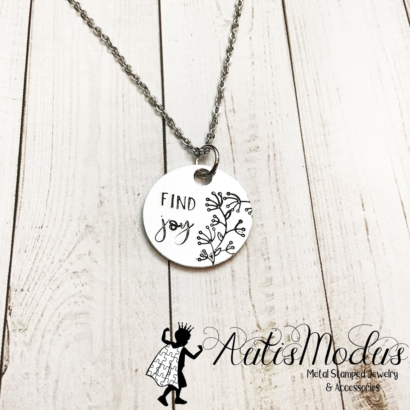 Find Joy Necklace, Metal Stamped Necklace, Inspirational Jewelry ...