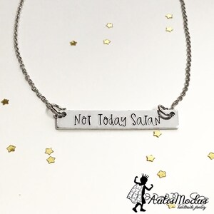 Not Today Satan Necklace, Metal Stamped Necklace, Funny Necklace, Adult ...