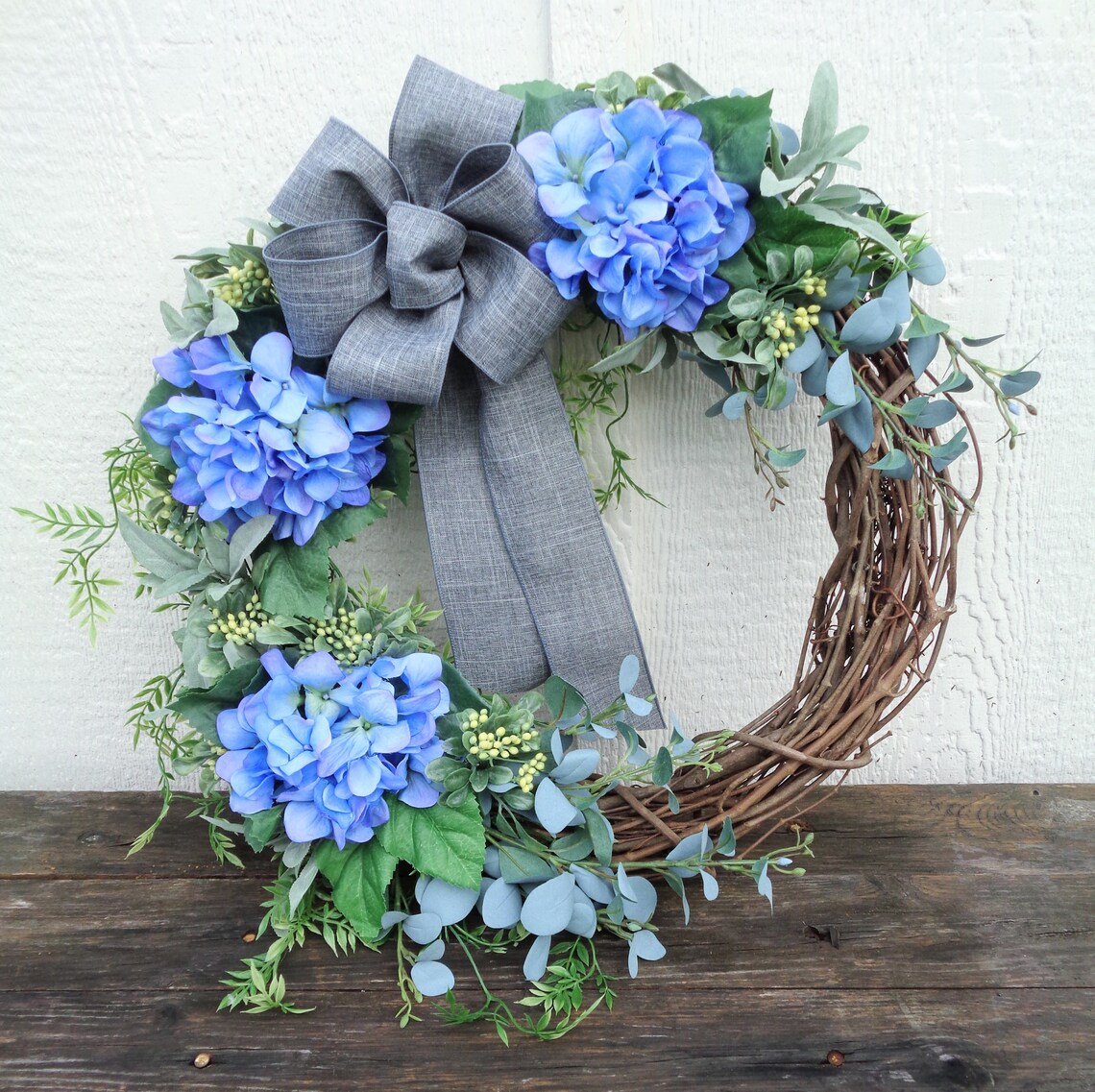 SUMMER BLUE HYDRANGEA Wreath Blue Wreath Hydrangea Wreath | Etsy