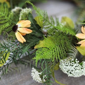Black Eyed Susan Wreath, Wispy Wildflower and Fern Wreath, Yellow ...