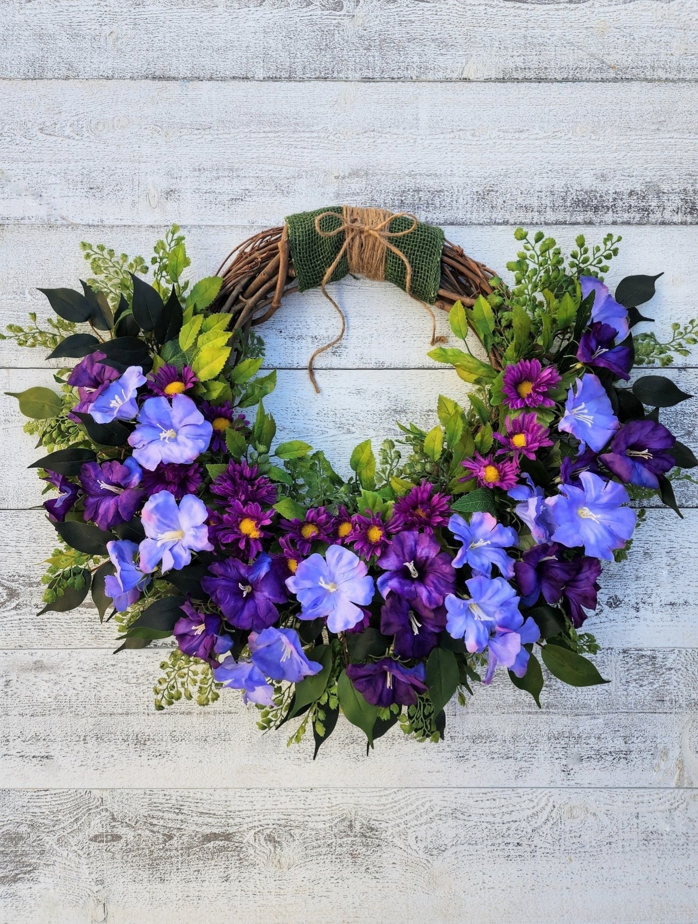 September Birthday Wreath, Morning Glory Wreath, Purple September Birthday Wreath, Morning Glory Wreath, Purple