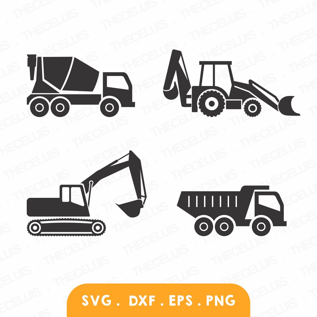 CONSTRUCTION VEHICLES Svg, Eps, Dxf, Png Files - Excavator, Backhoe ...