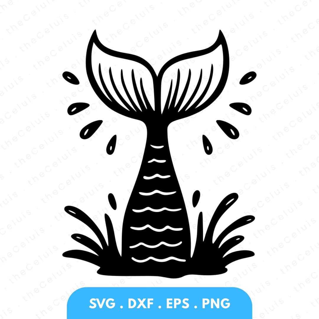 Mermaid SVG PNG Files: Fish Tail Clipart for Cutting, Engraving ...