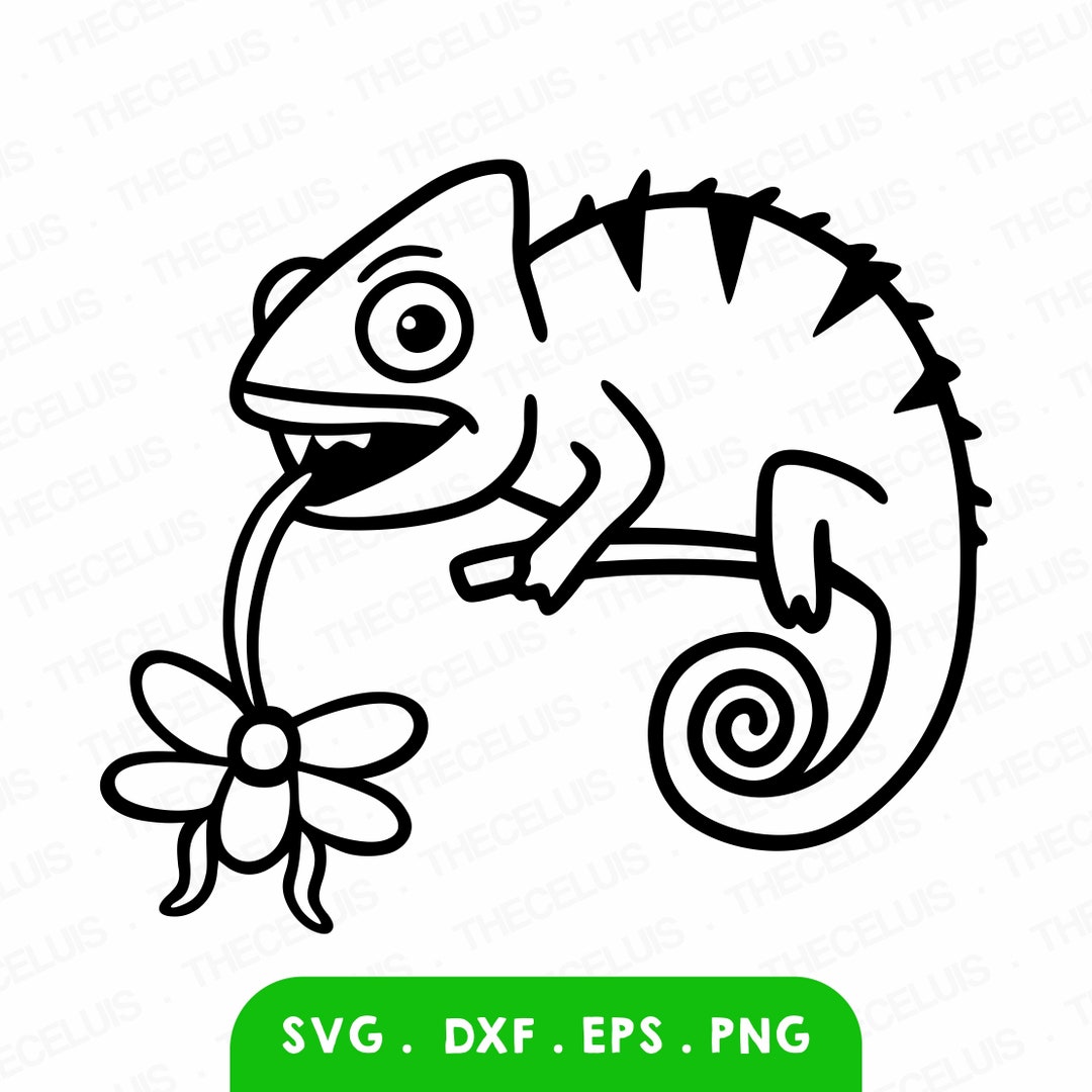 CHAMELEON Svg, Eps, Dxf, Png - Vinyl Cutting File, Chamaeleon Digital ...