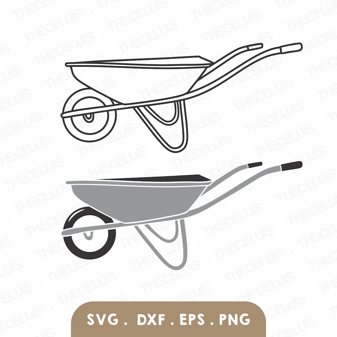 WHEELBARROW SVG, Eps, Dxf, PNG Files, Garden Clip Art, Vinyl Cutting ...
