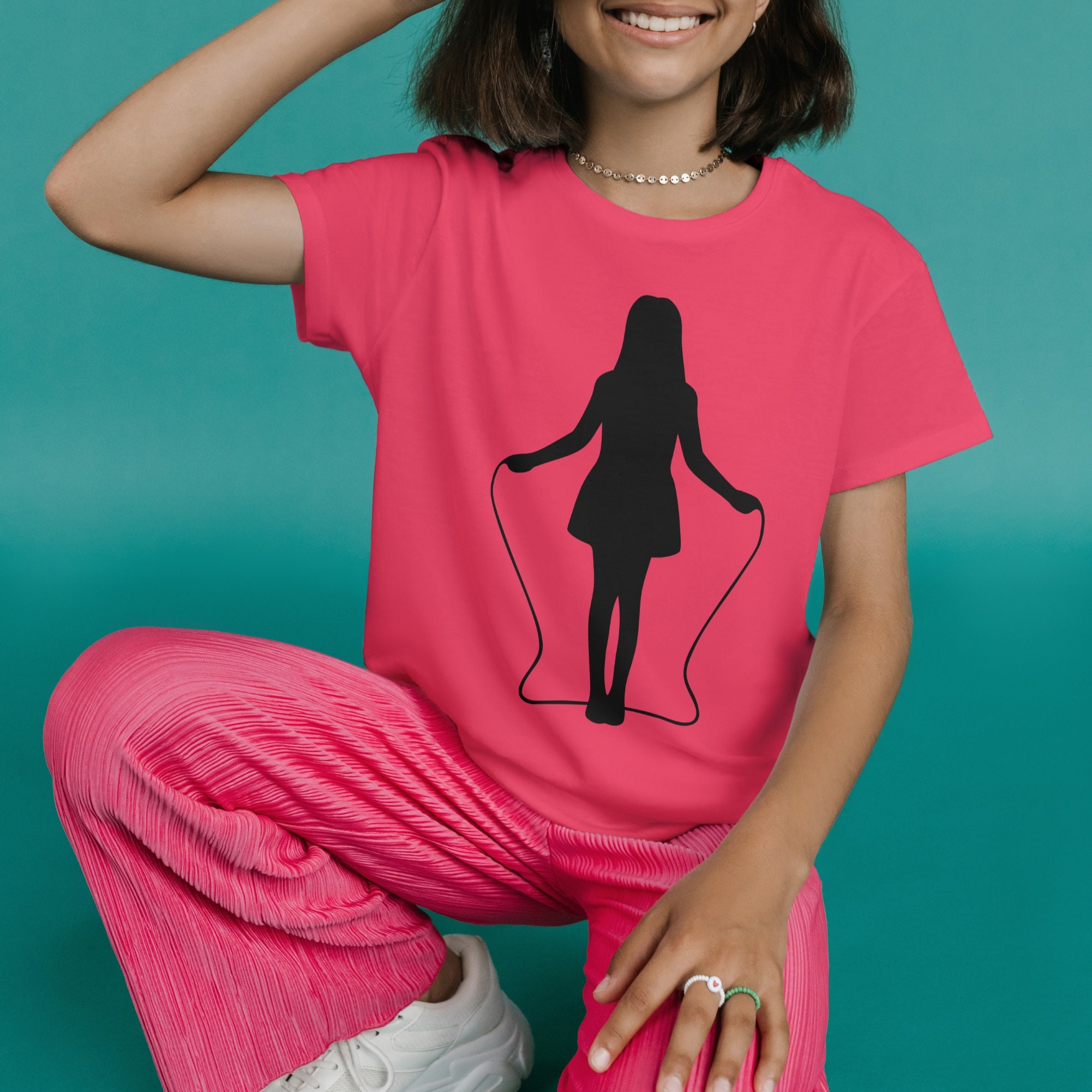 Skipping Girl Clipart: Jump Rope Vector Graphics - Cricut, Silhouette ...