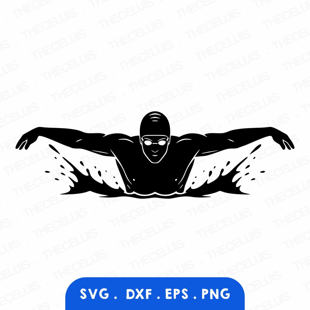 Male Swimmer SVG PNG Clipart: Swimming Digital File for Cutting ...