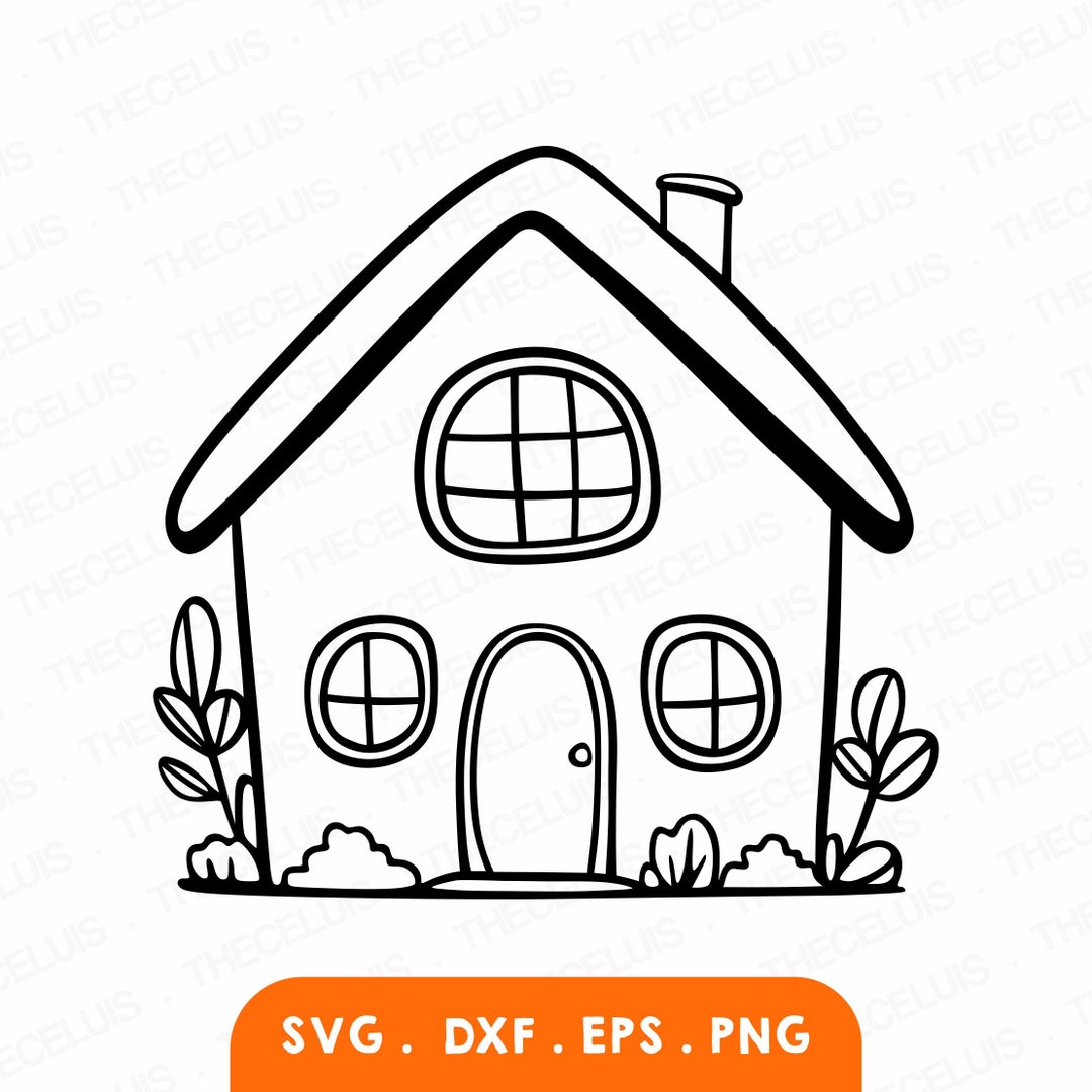 Cottage House SVG, DXF, PNG: Home Clipart, Cricut Silhouette Cut File ...
