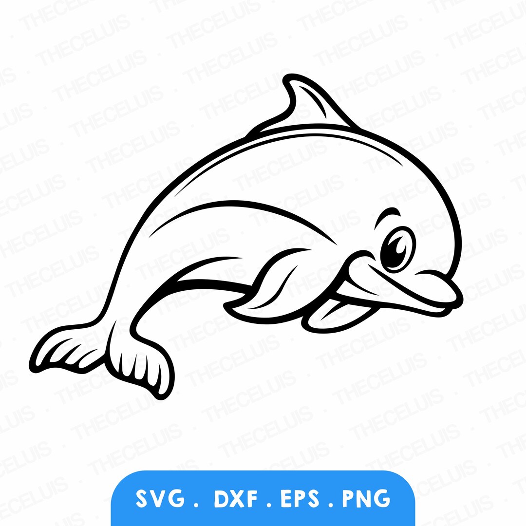Dolphin SVG File: Sea Life Clipart for Cricut, Silhouette (instant ...