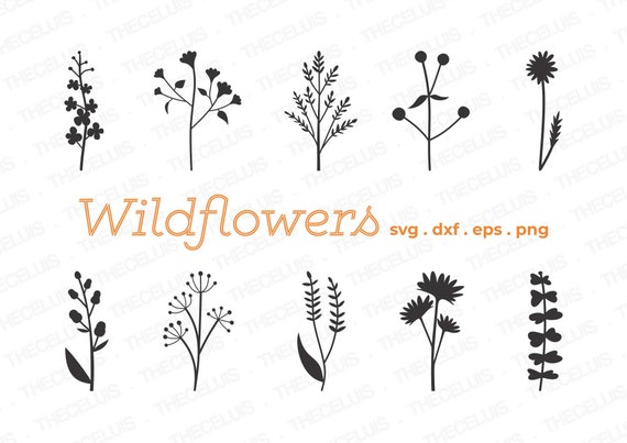 10 Wildflowers Silhouette SVG Files DXF File Vinyl Cutting - Etsy