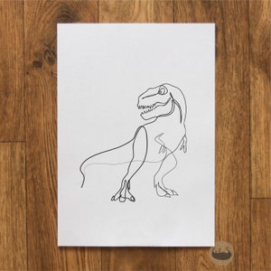 Tyrannosaurus DINOSAUR T-REX Printable Wall Art, Single Line Drawing ...
